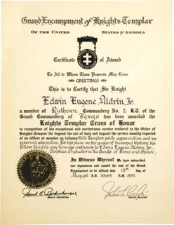 Lodge; Knights Templar, Certificate, Cross of Honor Award to Buzz ...