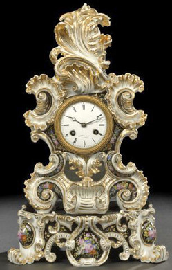 Mantel Clock; Paris Porcelain, Petit (Jacob), Rococo Taste, Floral ...