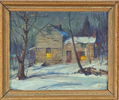 Sotter, George William; Oil on Masonite Painting, signed, Night Winter ...