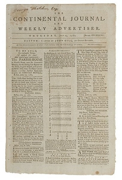 Newspaper; Boston, 1782, Continental Journal & Weekly Advertiser ...