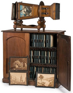 Viewer; Megalethoscope, Carlo Ponti, Walnut Cabinet, + 50 Views.