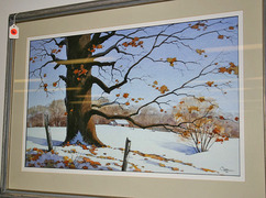 Seamon, Omer; Watercolor Painting, signed, Yesterday's Leaves, Tree in ...