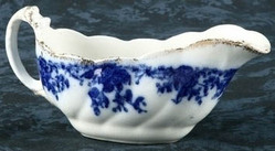 Flow Blue; Grindley (WH), Marguerite, Gravy Boat.