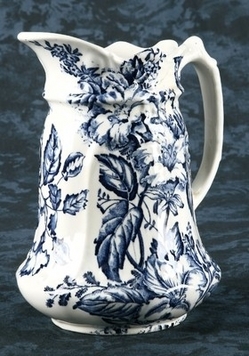 Flow Blue; Kent (J), Azalea, Milk Pitcher, 7 inch.