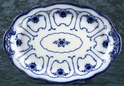 Flow Blue; Grindley (WH), Beaufort, Platter, Oval.