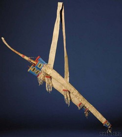 Bow & Case; Plains, Double Curve, Beaded Hide Case & Quiver, Arrows (4 ...