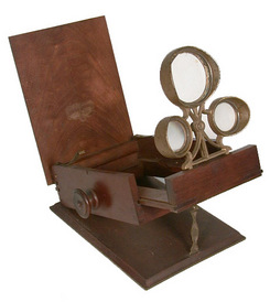 Stereoscope; Lewis Patent, Stereo Graphoscope Viewer, Walnut Box, 1876 ...