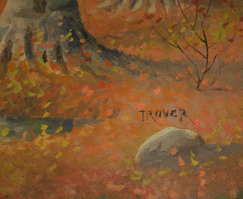 Trover, Joseph; Oil on Canvas Painting, signed, Autumn Beech Trees.