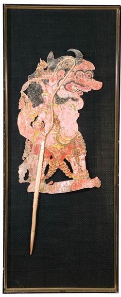 Puppet; Indonesian, Shadow Demon, Polychromed Hide, Bali, 36 inch.