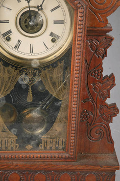 Shelf Clock; Gilbert (William L), Concord No 12, Pressed Oak, 24 inch.