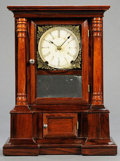 Shelf Clock; Atkins Clock Co, London Model, 30-Day, Rosewood, 17 inch.