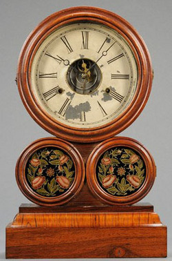 Shelf Clock; Ingraham (E), Spectacle, 8-Day, Rosewood, 19 inch.