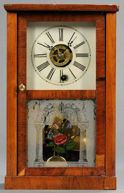 Shelf Clock; Smith & Goodrich, Cottage, 30-Hour, Rosewood, 13 inch.