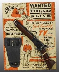 Toy Gun; Marx, Wanted Dead or Alive, Rifle Pistol Cap Gun, Display Card.