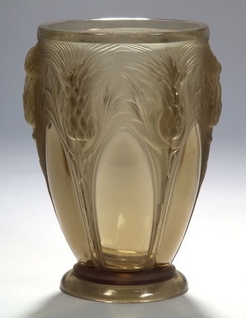 Verlys Glass; Vase, Smoky, Thistle, 10 inch.