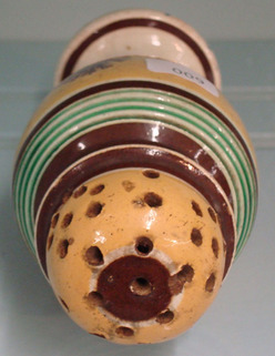 Mochaware; Seaweed, Pepper Pot, Green Band, 4 inch.