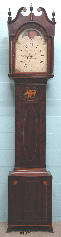 Tall Case Clock; Pennsylvania, Federal, Eby (Jacob), Mahogany & Inlay, Broken Arch, 99 inch.