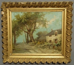 Boyle, William W(?); Oil on Board Painting, signed, Landscape with Cottage.