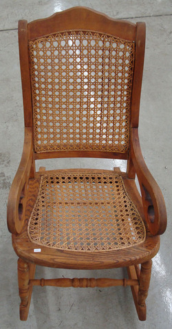 Furniture: Children's; Rocking Chair, Victorian, Caned Seat & Back ...