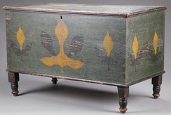 Furniture: Miniature; Blanket Chest, Stirewalt Group, Paint Decorated ...