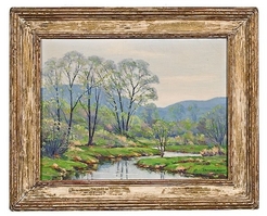 Dixon, Francis Stillwell; Oil on Canvas Painting, signed, Spring Landscape.