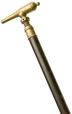 Cane; Cannon, Brass Handle, Rosewood Shaft, GAR, 3 ft.