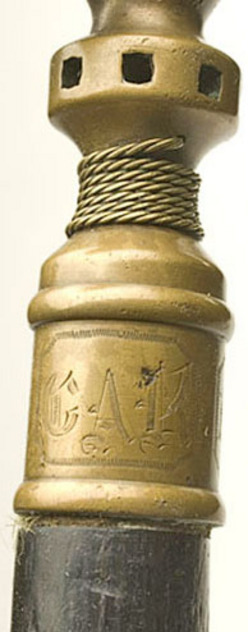 Cane; Cannon, Brass Handle, Rosewood Shaft, GAR, 3 ft.