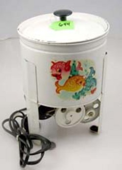 Mechanical Toy; Longwood, Washing Machine, Tin Cylinder, Electric, 9 inch.