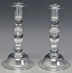 Candlestick (2); Steuben Glass, Crystal, Baluster Form, 10 inch.