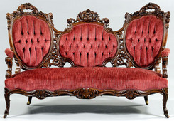 Furniture: Sofa; Victorian, Rococo Revival, Rosewood, Pierced & Carved ...