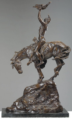 Bronze Sculpture; McChain (Burk), signed, Figure, Indian on Horseback ...