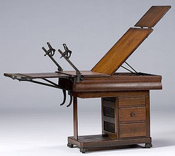 Medical; Examination Table, WD Allison Co, Walnut, Cabinet Base, Brass ...