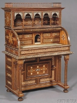Furniture: Desk; Syrian, Islamic, Inlaid, Arabic Inscriptions.