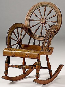 Furniture: Chair-Rocking; American, Paint Decorated, Spinning Wheel ...