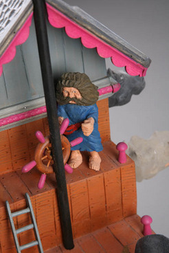 Ark; Wade (Rocky), Folk Carved & Painted, 11 Figures, signed, 25 inch.