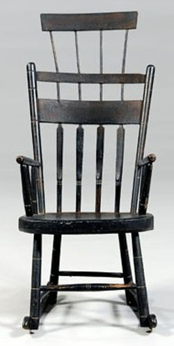 Furniture: Windsor Chair-Rocking; Comb-Back, Black Paint, Arrow ...