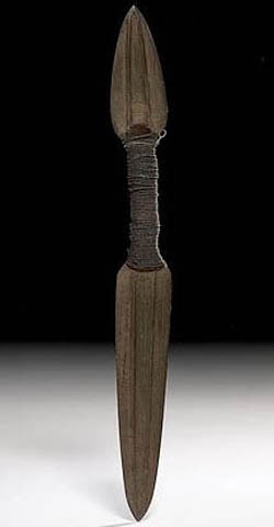 Knife; Tlingit, Dagger, Double Blade, 24 inch.