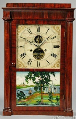Shelf Clock; Terry (Silas B), Columns, 30-Hour, Balance Wheel, Mahogany ...