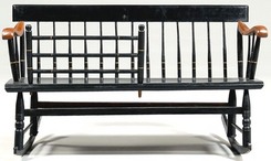 Furniture: Windsor Bench; Mammy, Rod-Back, Turned Gate, Cherry Scroll ...