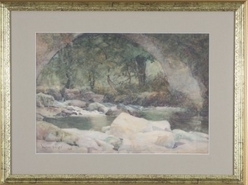 Emsley, Walter; Watercolor Painting, signed 1923, Coedmore Bridge ...
