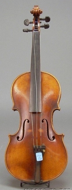 Strings; Violin, German, Labeled Milano Bergonzi Model, 2-Piece Back.
