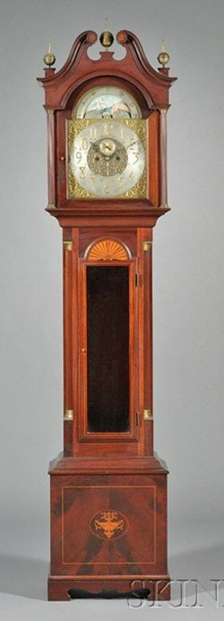Tall Case Clock; Massachusetts, Bigelow Kennard, Mahogany, Scroll Top ...