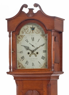 Tall Case Clock; Connecticut, Chippendale, Burnap (Daniel), Cherry, Broken Scroll, 83 inch.