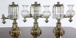 Argand Lamp (3); Messenger & Sons?, Regency, Brass & Gilt Bronze, Cut ...