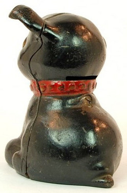 Still Bank; Hubley, Fido, Black, 5 inch.