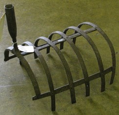 Cresset; Wrought Iron, Cradle Form, Pole Mount.