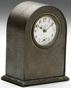 Desk Clock; Arts & Crafts, Roycroft, Hammered Copper, Dome-Shaped Case ...
