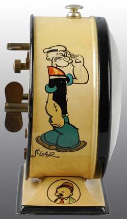 Alarm Clock; New Haven Clock Co, Popeye, Lithographed, 5 inch.