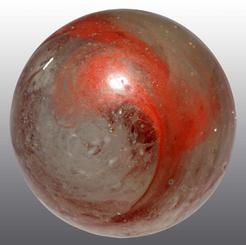 Marble; Leighton, Oxblood, Transitional, Red Swirl on Clear.
