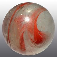 Marble; Leighton, Oxblood, Transitional, Red Swirl on Clear.